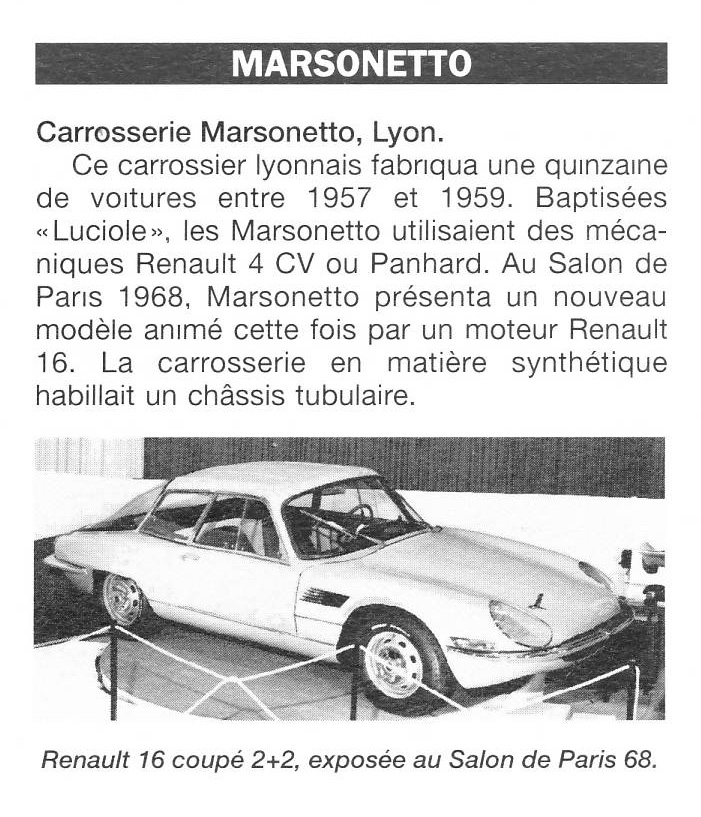 Marsonetto : Histoire de la marque - Autodiva